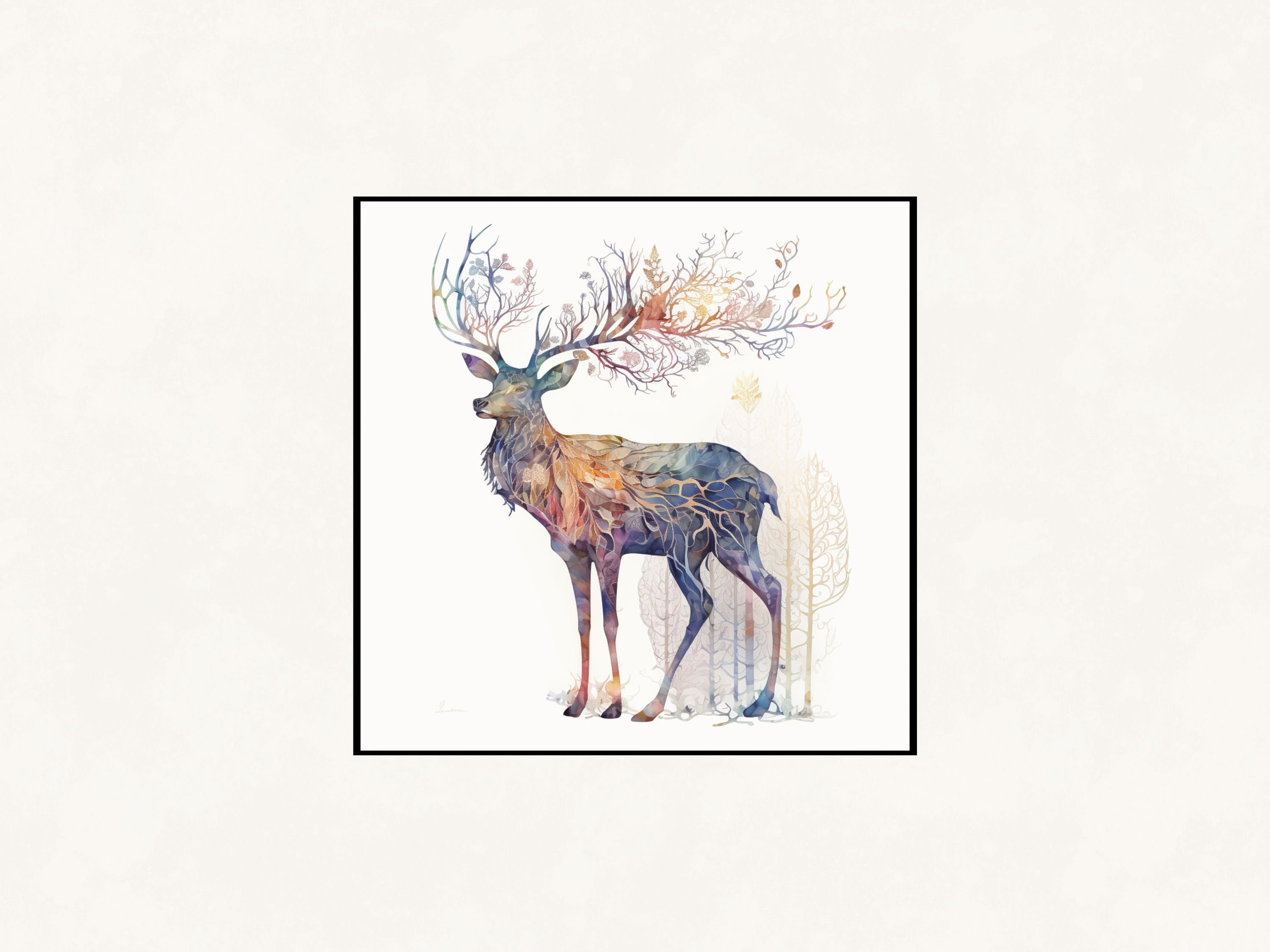Magic Deer Print Art Commercial Use Watercolor Enchanted Deer - Etsy