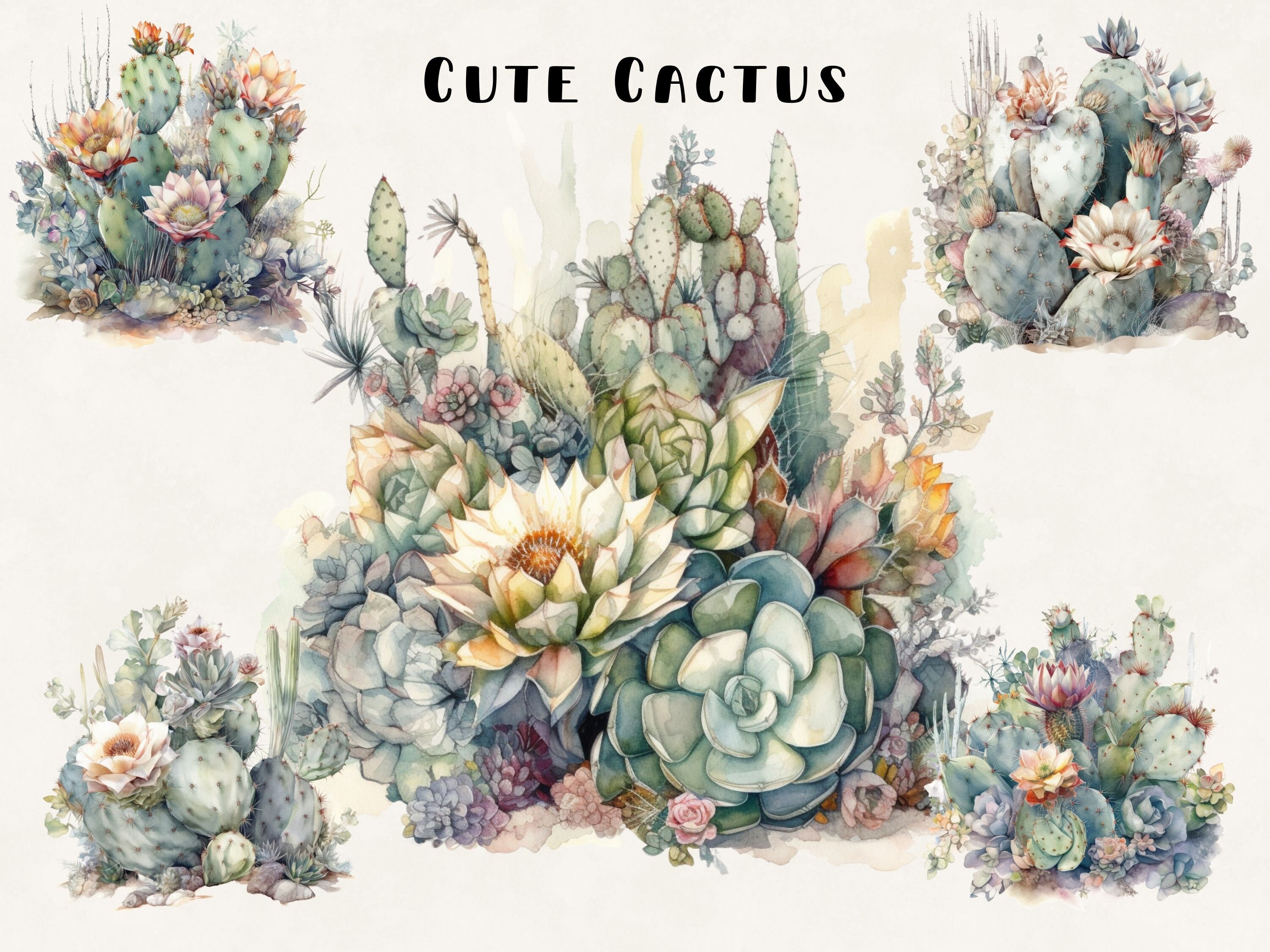 5 Cactus Clipart Bundle Commercial Use Allowed Digital Design - Etsy