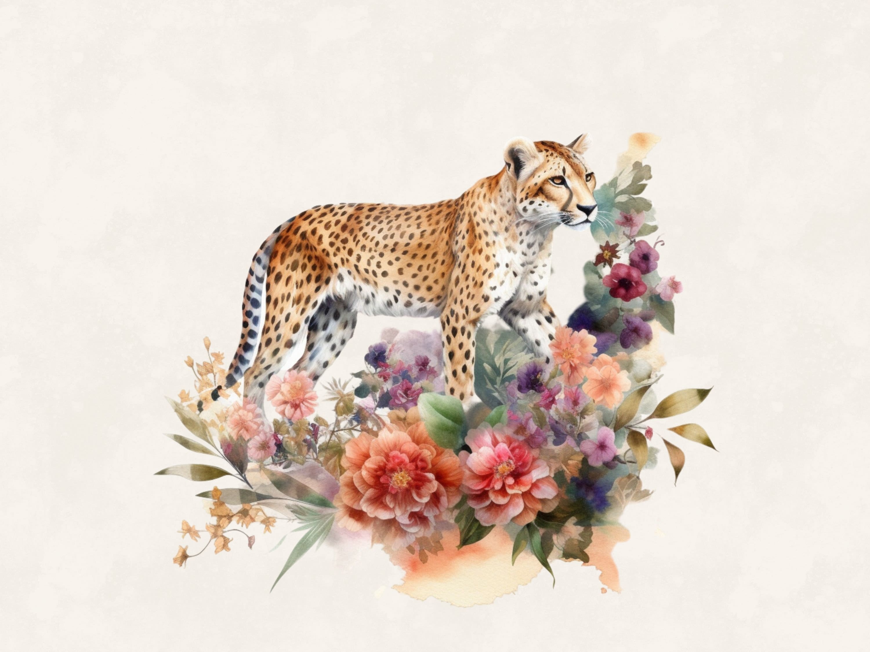 Cheetah Clipart Bundle Commercial Use Watercolor Cheetah in - Etsy