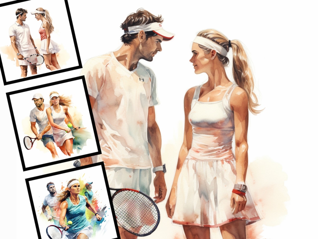 Tennis Clipart Watercolor Commercial Use Digital Design Bundle for POD ...