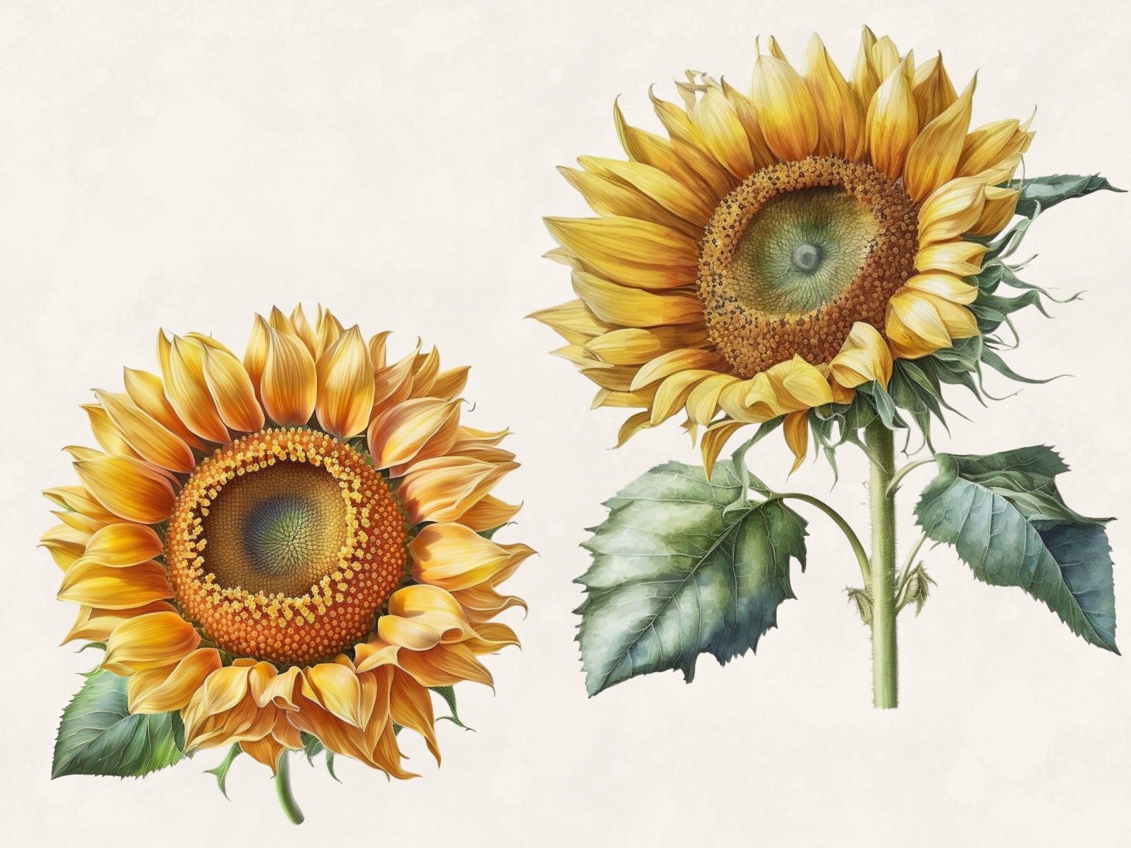 5 Sunflowers Watercolor Clipart Bundle Commercial Use - Etsy
