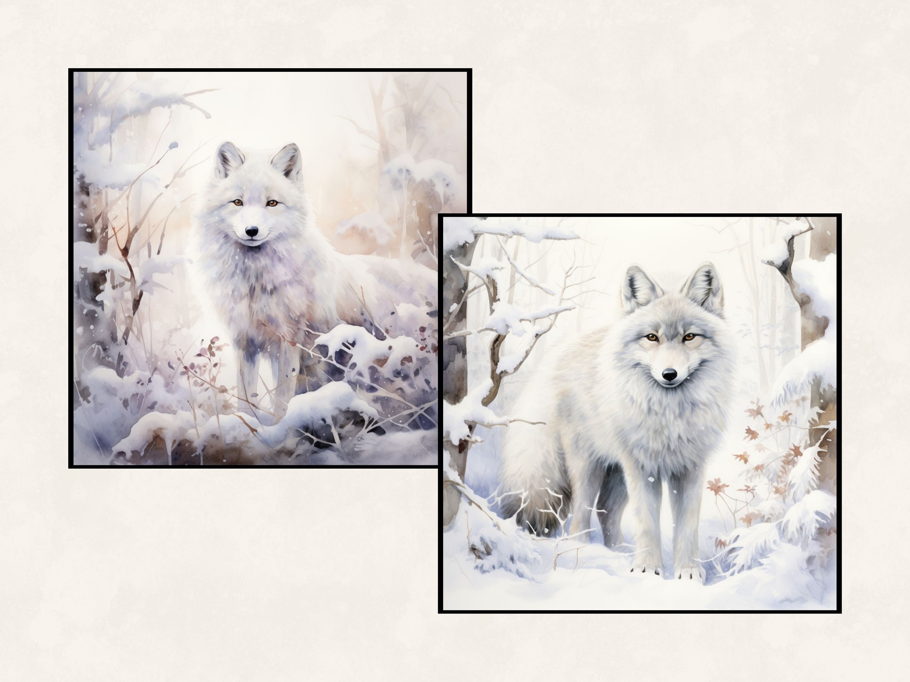 Arctic Fox Clipart Watercolor Illustration Winter Clipart - Etsy