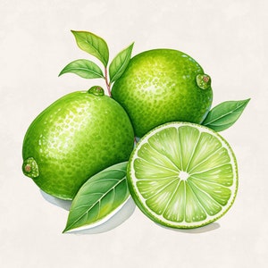 Lime Clipart Bundle Commercial Use Watercolor Limes Fruit Digital ...