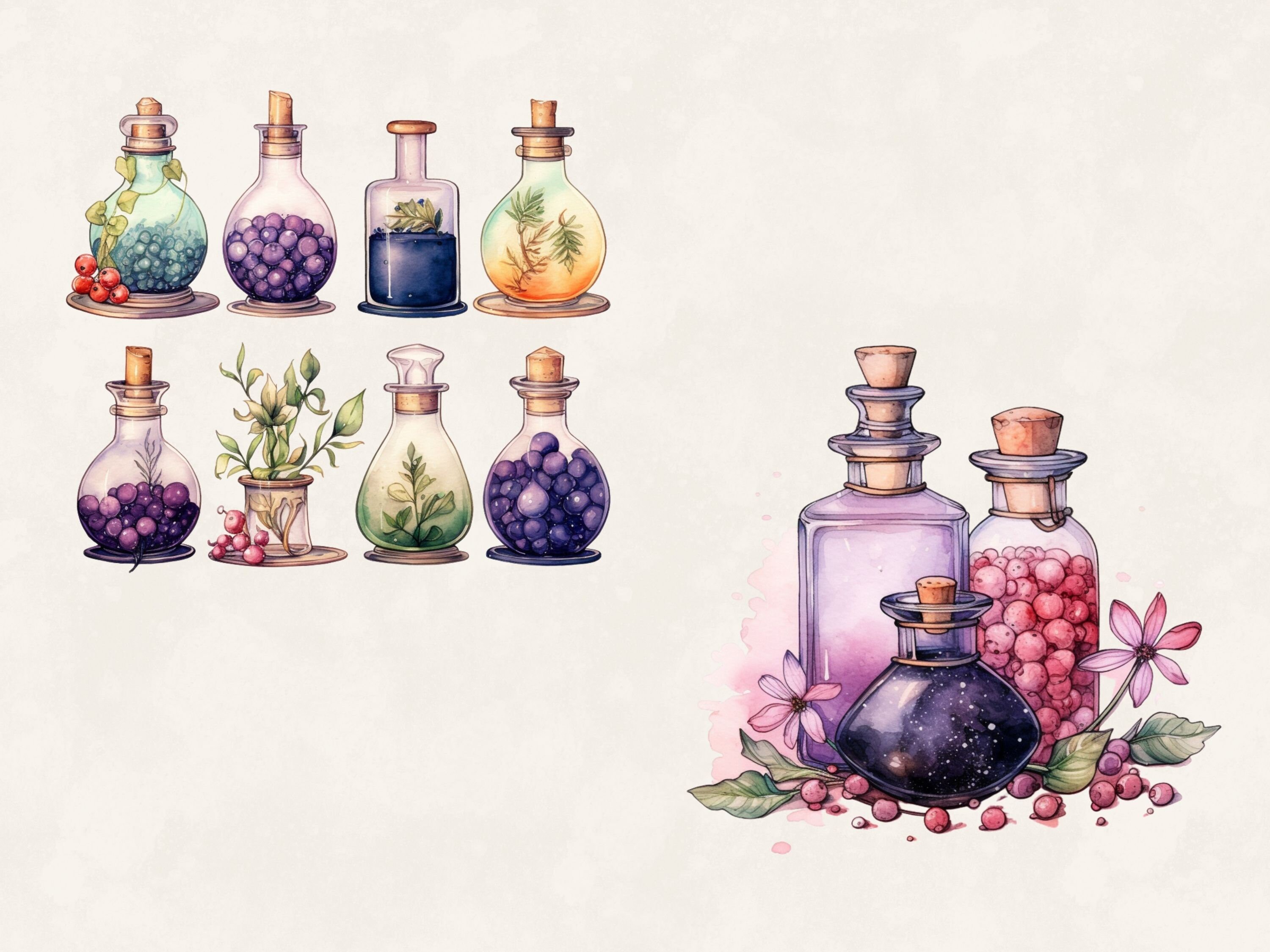 Halloween Potions Clipart Watercolor Illustration Commercial - Etsy