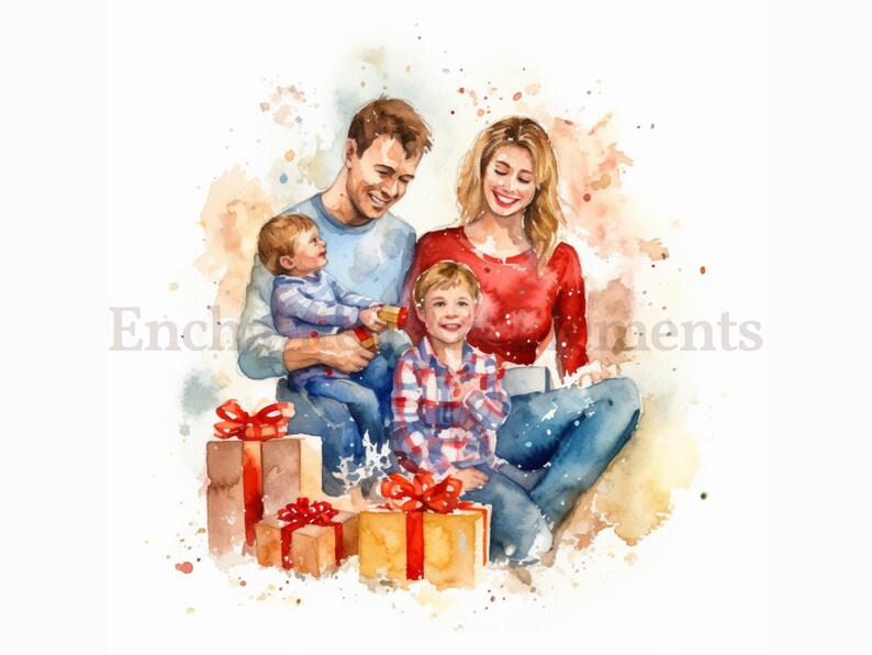 Christmas Morning Clipart Watercolor Illustration Commercial Use ...