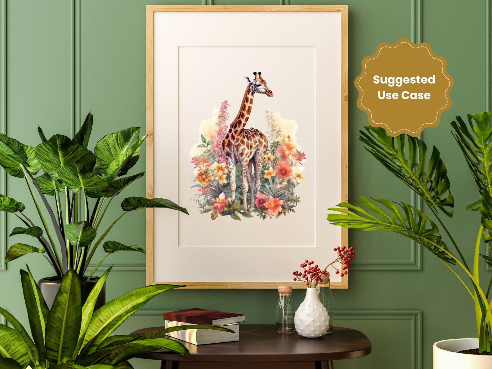 Watercolor Giraffe Clipart Bundle: Floral PNG Files (commercial Use) - Etsy