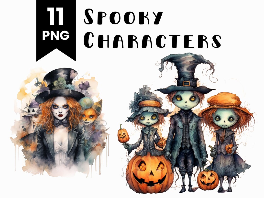 Spooky Halloween Watercolor Clipart: Commercial Use PNG Bundle - Etsy