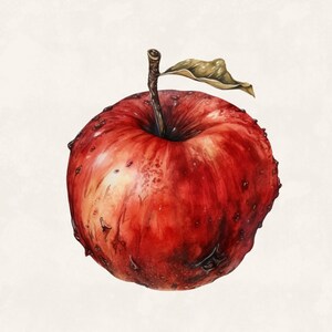 Rotten Apple Clipart Watercolor Illustration Commercial Use Digital ...