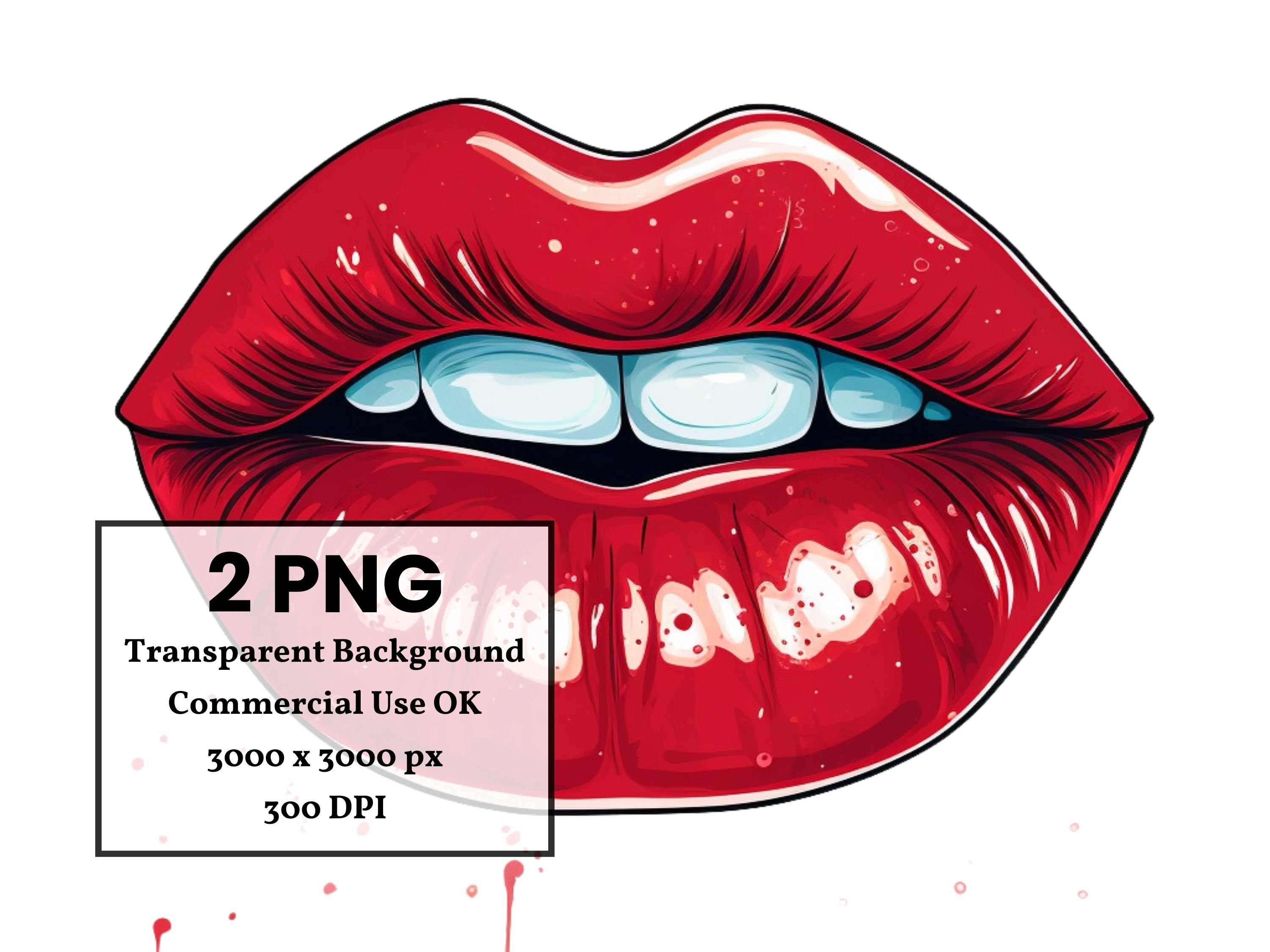 Retro Red Lips Clipart Watercolor Illustration Commercial Use - Etsy
