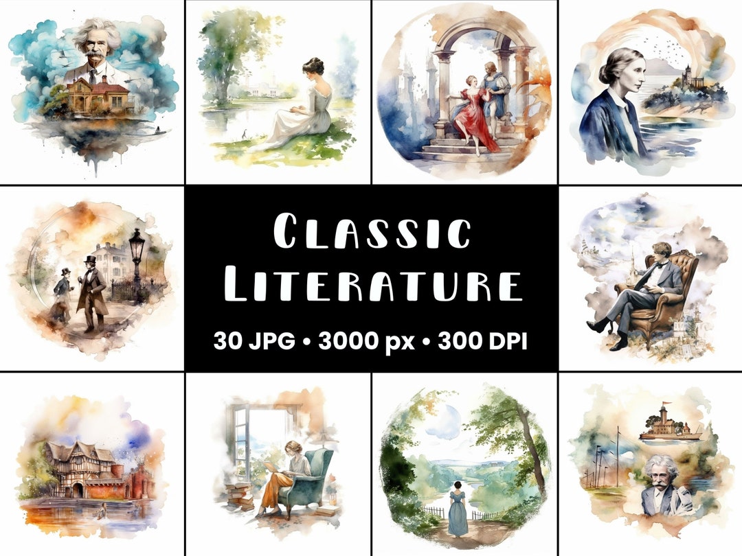 Classic Literature Clipart Bundle Watercolor Commercial Use Digital ...