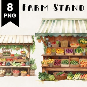Farm Stand Clipart Watercolor Illustration Commercial Use Digital ...