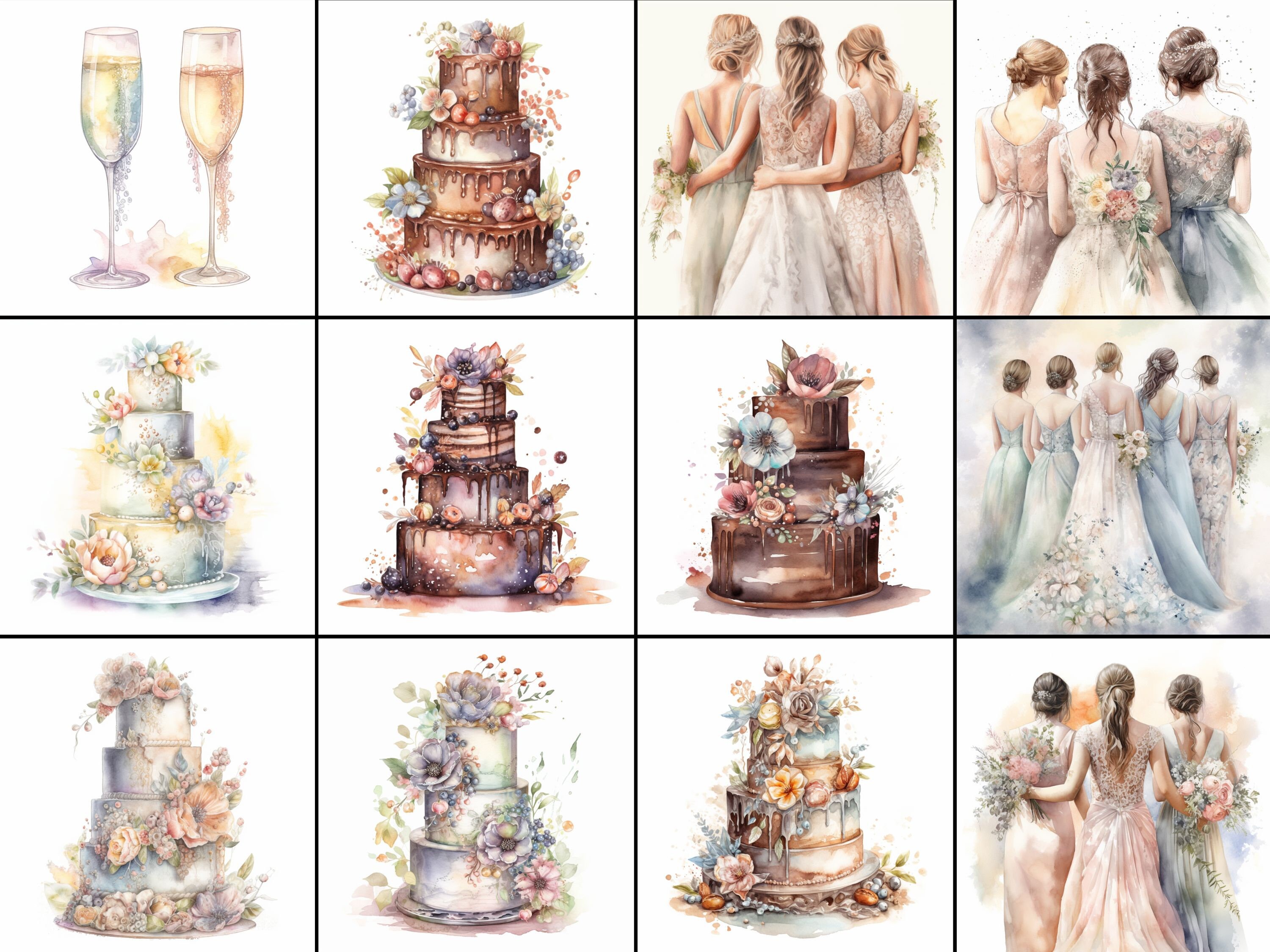 Vintage Wedding Clipart Mega Bundle Pastel Watercolor - Etsy UK