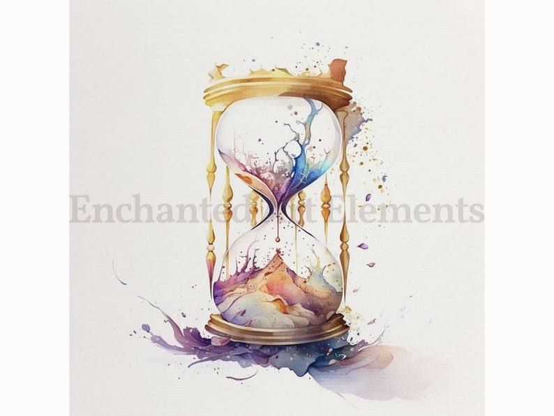 Magic Hourglass Clipart Commercial Use Watercolor Enchanted - Etsy