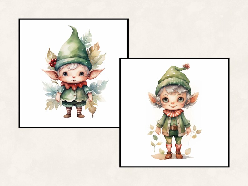 Cute Elf Clipart Watercolor Illustration Christmas Clipart Commercial ...