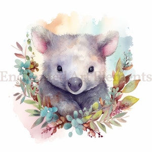 4 Watercolor Wombat Illustration Nursery Art Commercial Use Digital ...