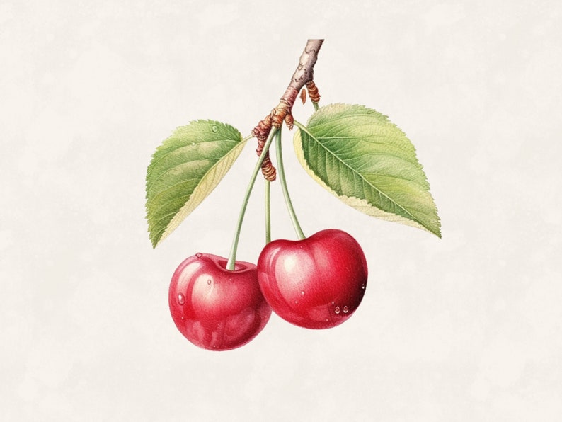 Cherries Clipart Bundle Commercial Use Watercolor Cherry Fruit - Etsy
