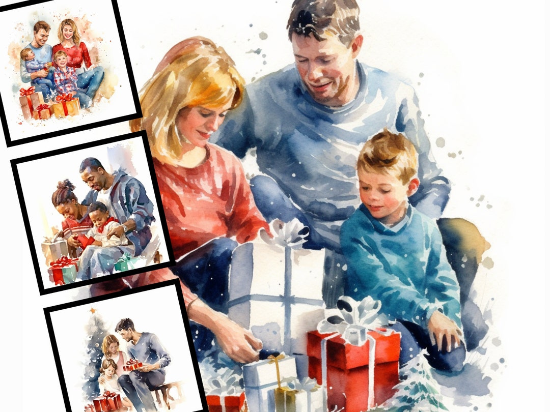 Christmas Morning Clipart Watercolor Illustration Commercial Use ...