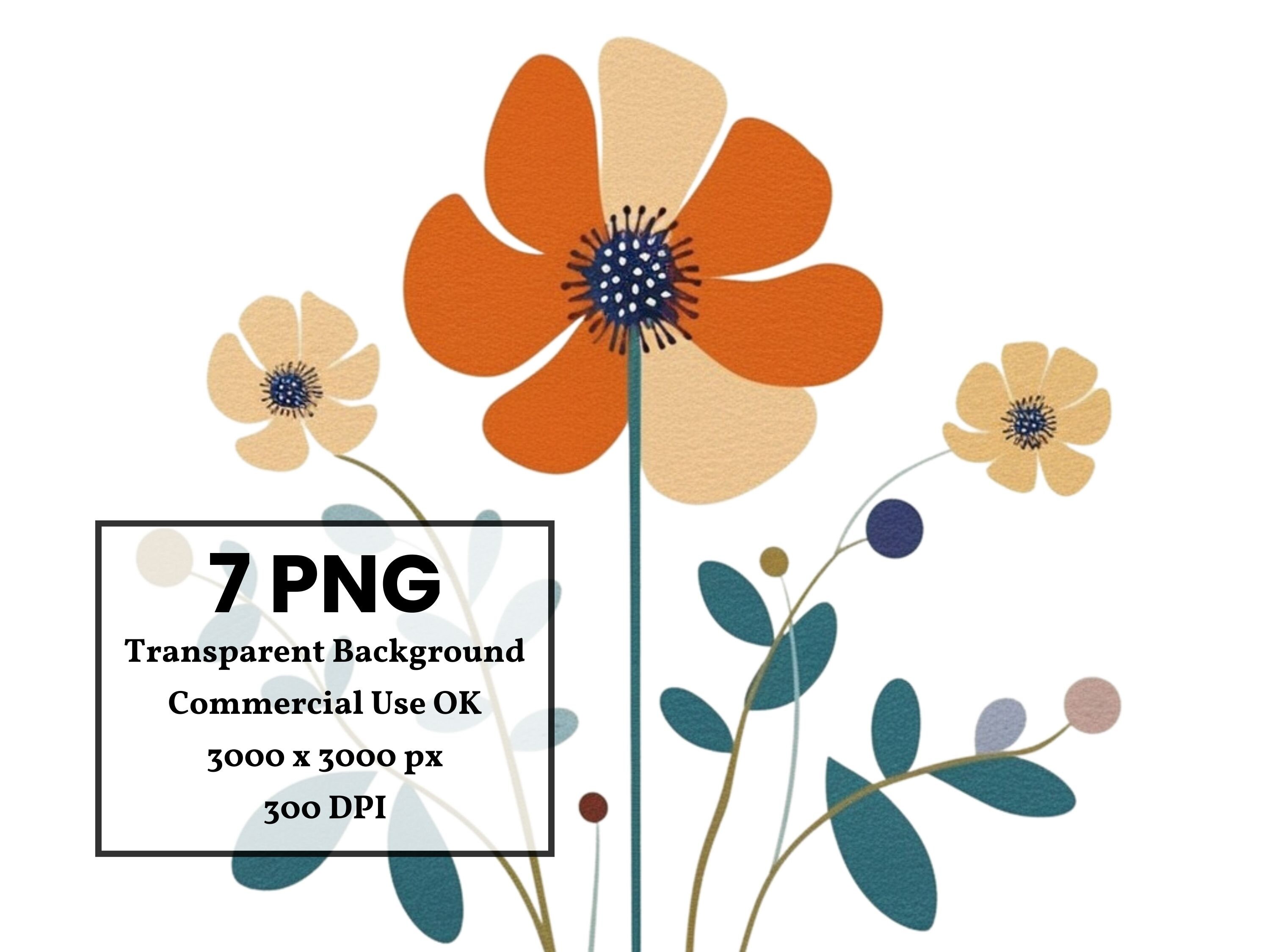 Boho Flower Clipart Bundle Commercial Use Watercolor Digital - Etsy
