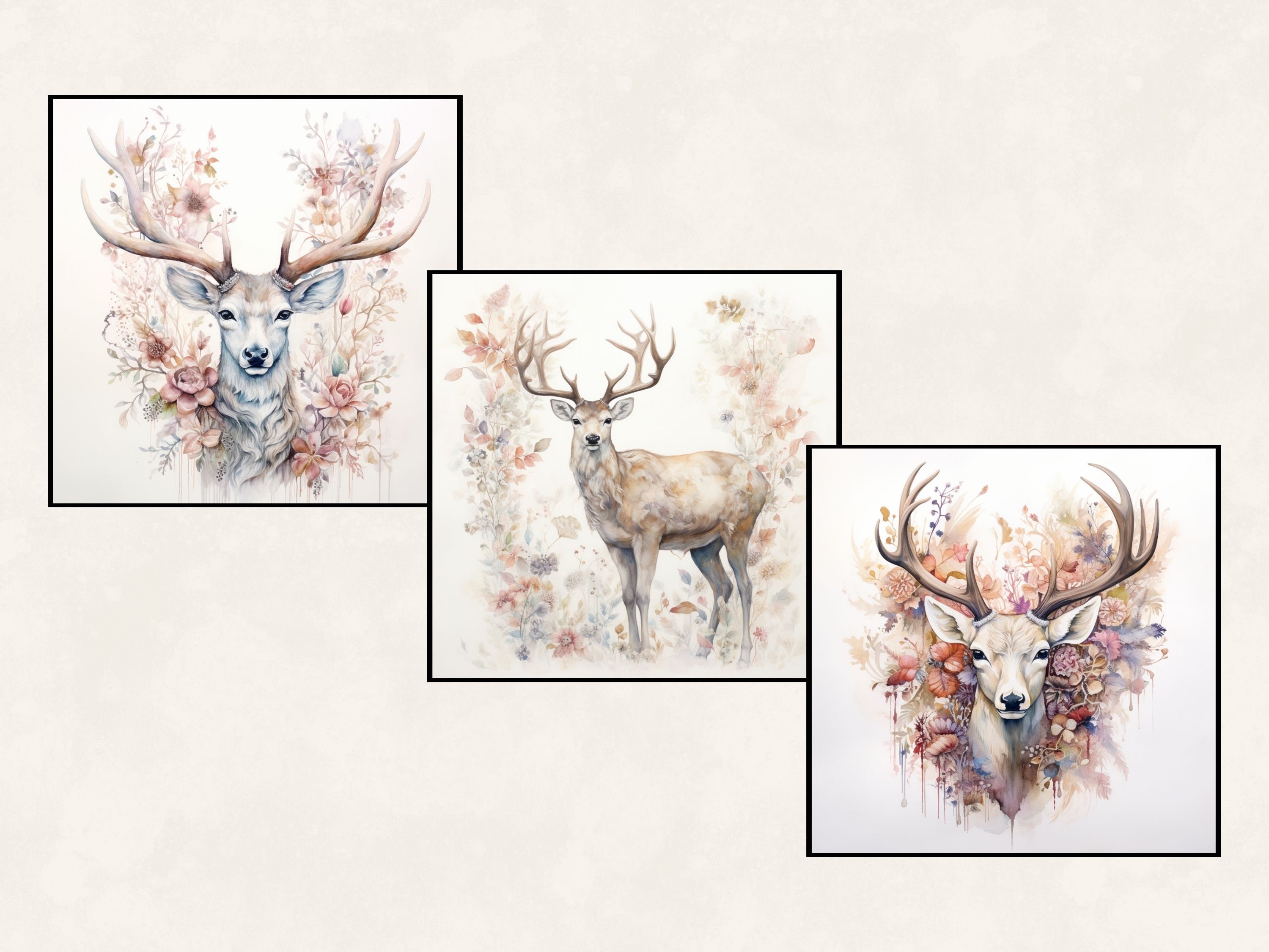 Elk With Flowers Clipart Watercolor Illustration Commercial - Etsy