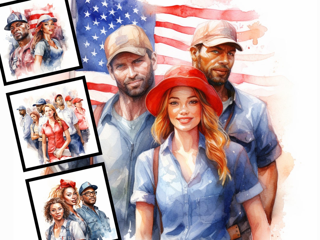 Labor Day Clipart Watercolor Commercial Use Digital Design Bundle for ...