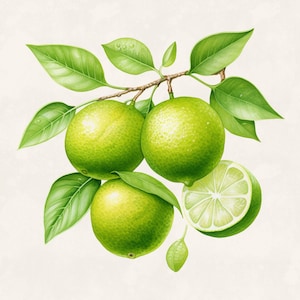 Lime Clipart Bundle Commercial Use Watercolor Limes Fruit Digital ...