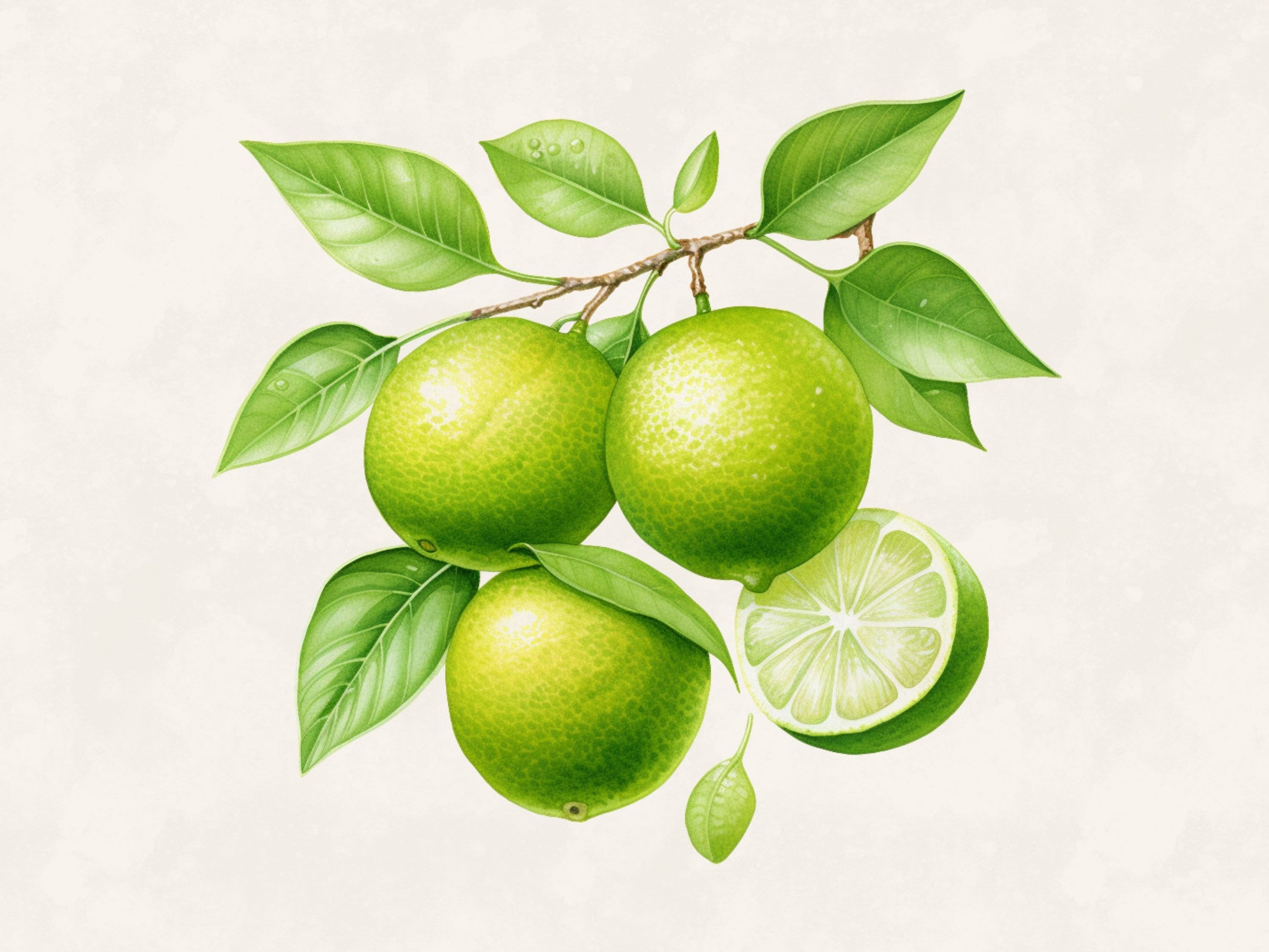 Lime Clipart Bundle Commercial Use Watercolor Limes Fruit Digital ...