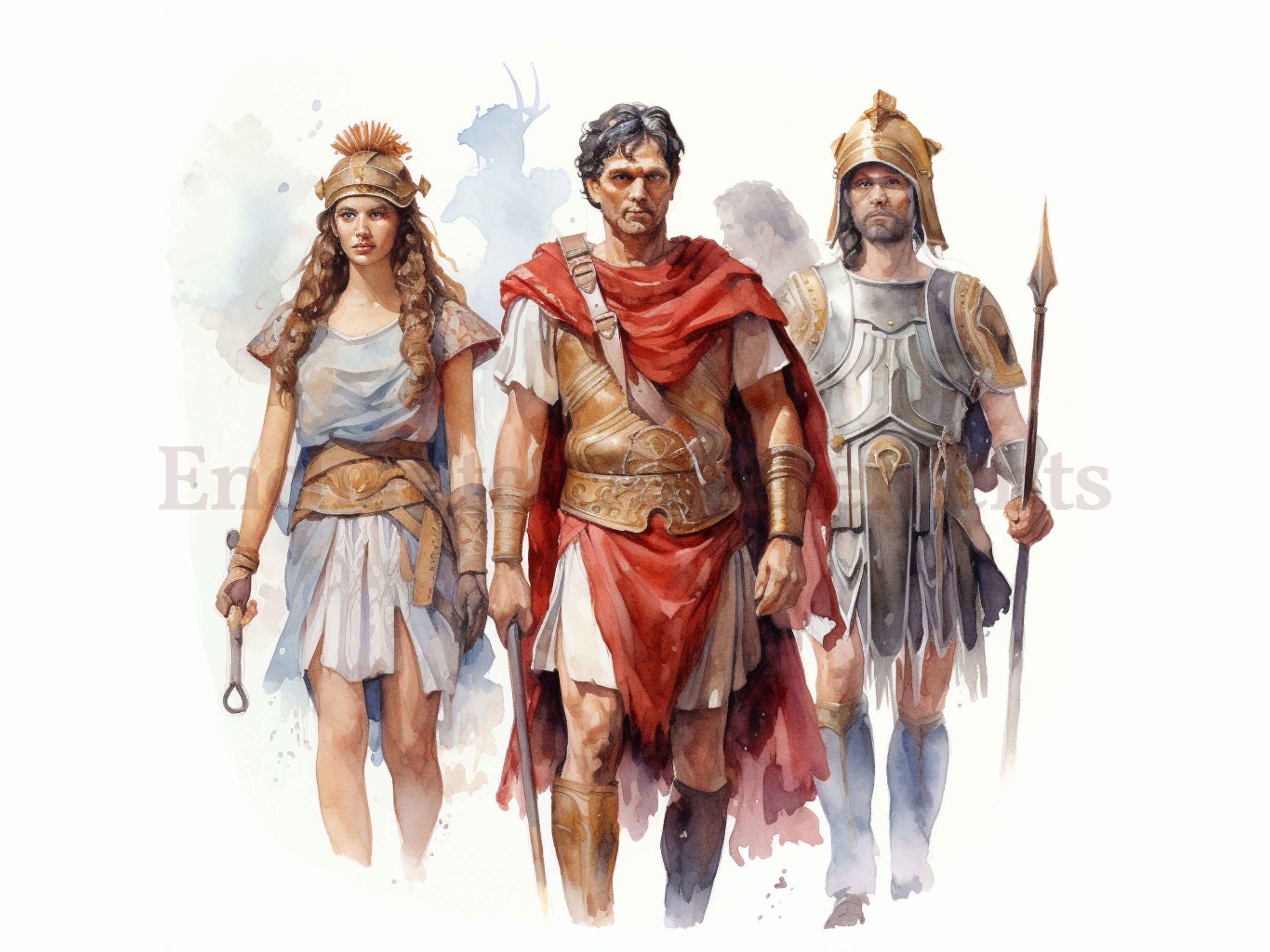 Roman Clipart Watercolor Commercial Use Digital Design Bundle for POD ...