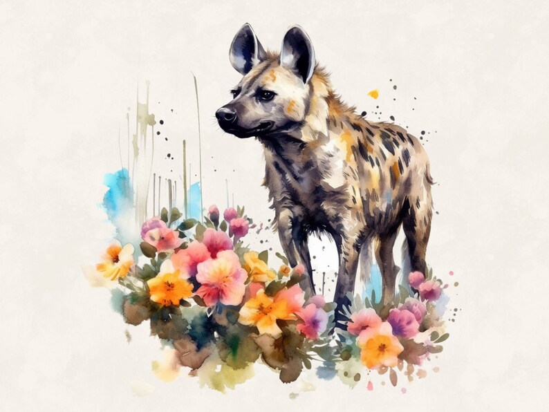 Hyena Clipart Bundle Commercial Use Watercolor Hyena in Field - Etsy