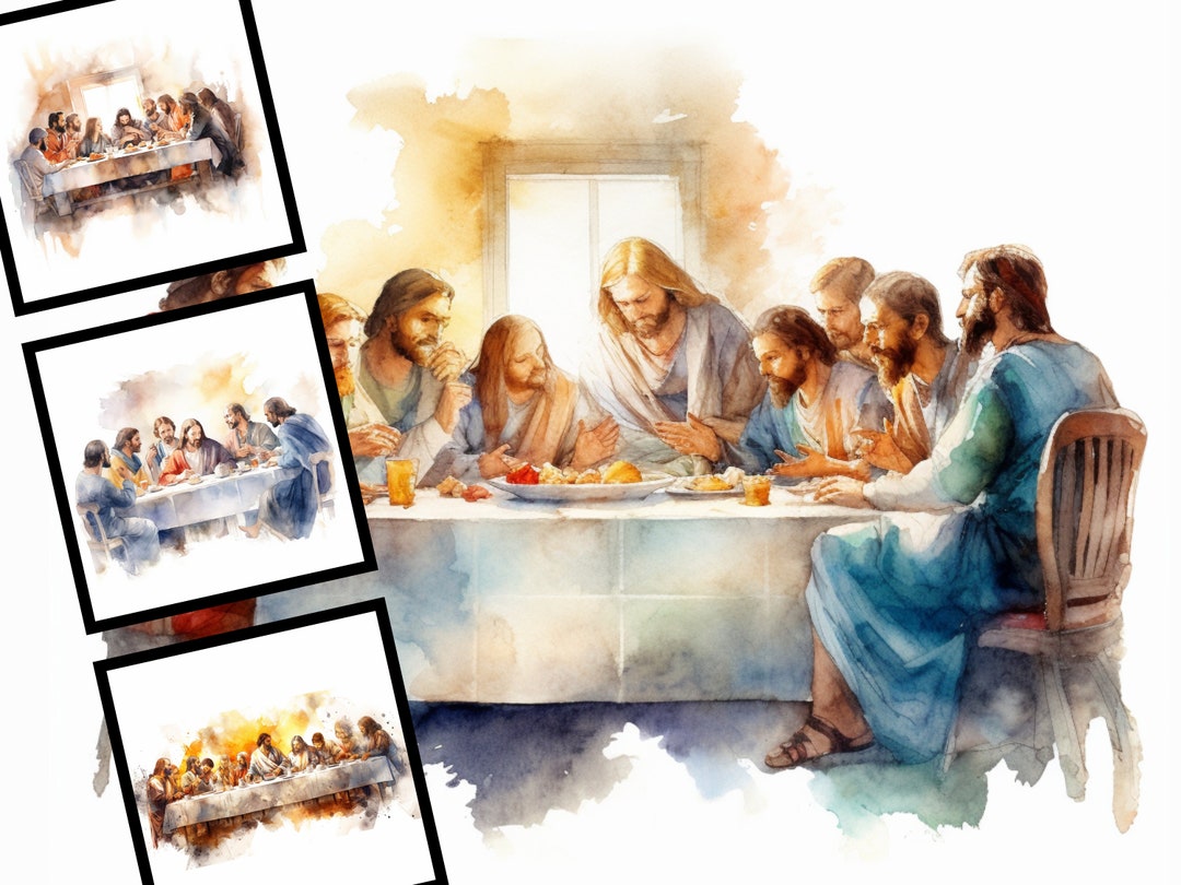 Last Supper Clipart Watercolor Illustration Commercial Use Digital ...