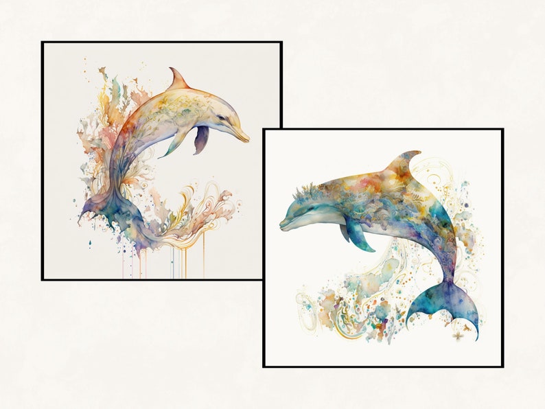 Magic Dolphin Clipart, Commercial Use, Watercolor Enchanted Dolphin ...