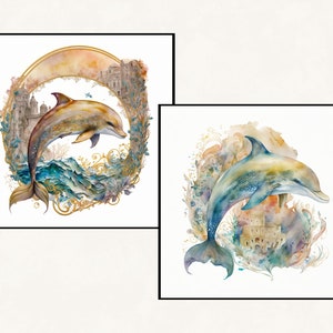 Magic Dolphin Clipart, Commercial Use, Watercolor Enchanted Dolphin ...