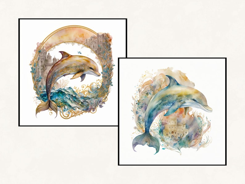 Magic Dolphin Clipart, Commercial Use, Watercolor Enchanted Dolphin ...