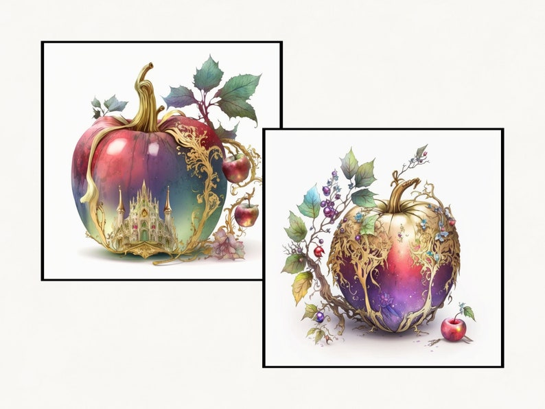Enchanted Apple Print Art Commercial Use Watercolor Magic - Etsy