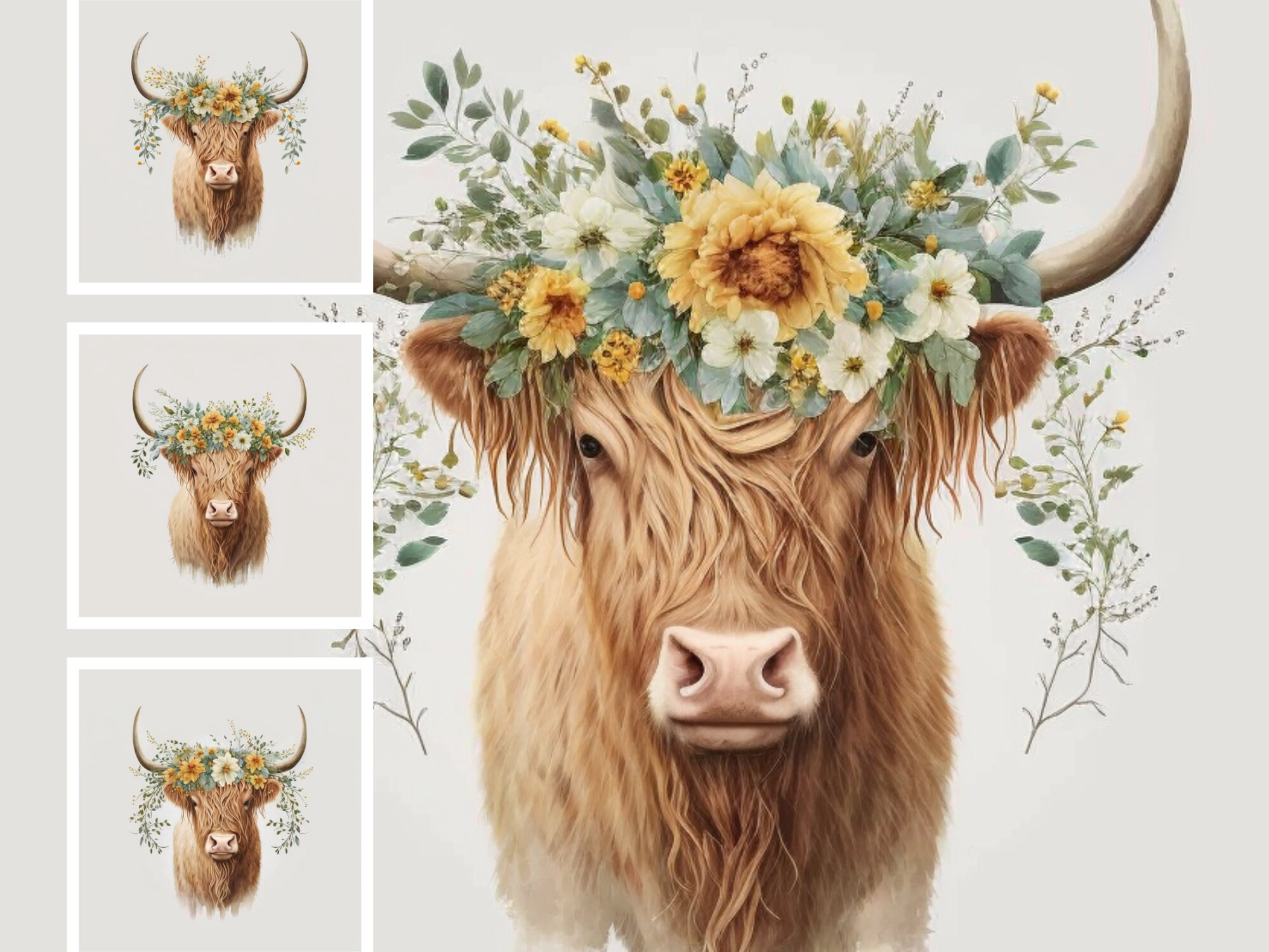 Highland Cow Digital Illustration Commercial Use Digital - Etsy