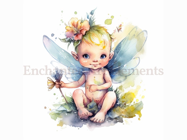5 Nursery Pixie Clipart Watercolor Illustration Commercial Use - Etsy