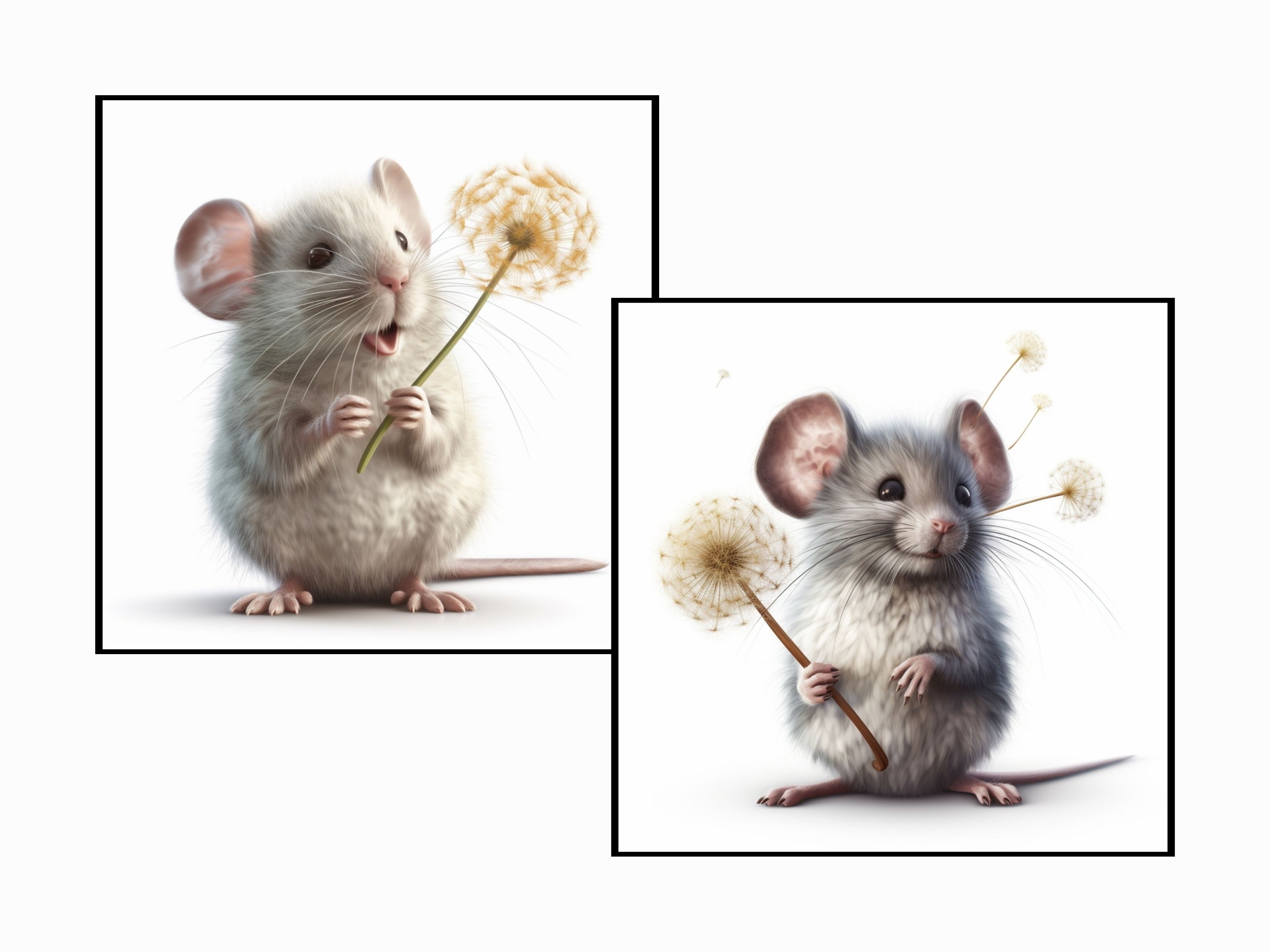 Cute Mouse and Dandelion Watercolor Illustration Cheeky Mouse - Etsy