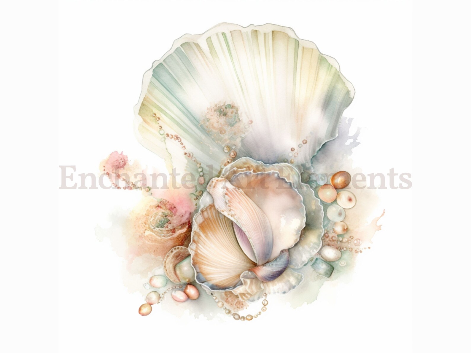 Sea Shells Clipart Bundle Watercolor Commercial Use Digital Design ...