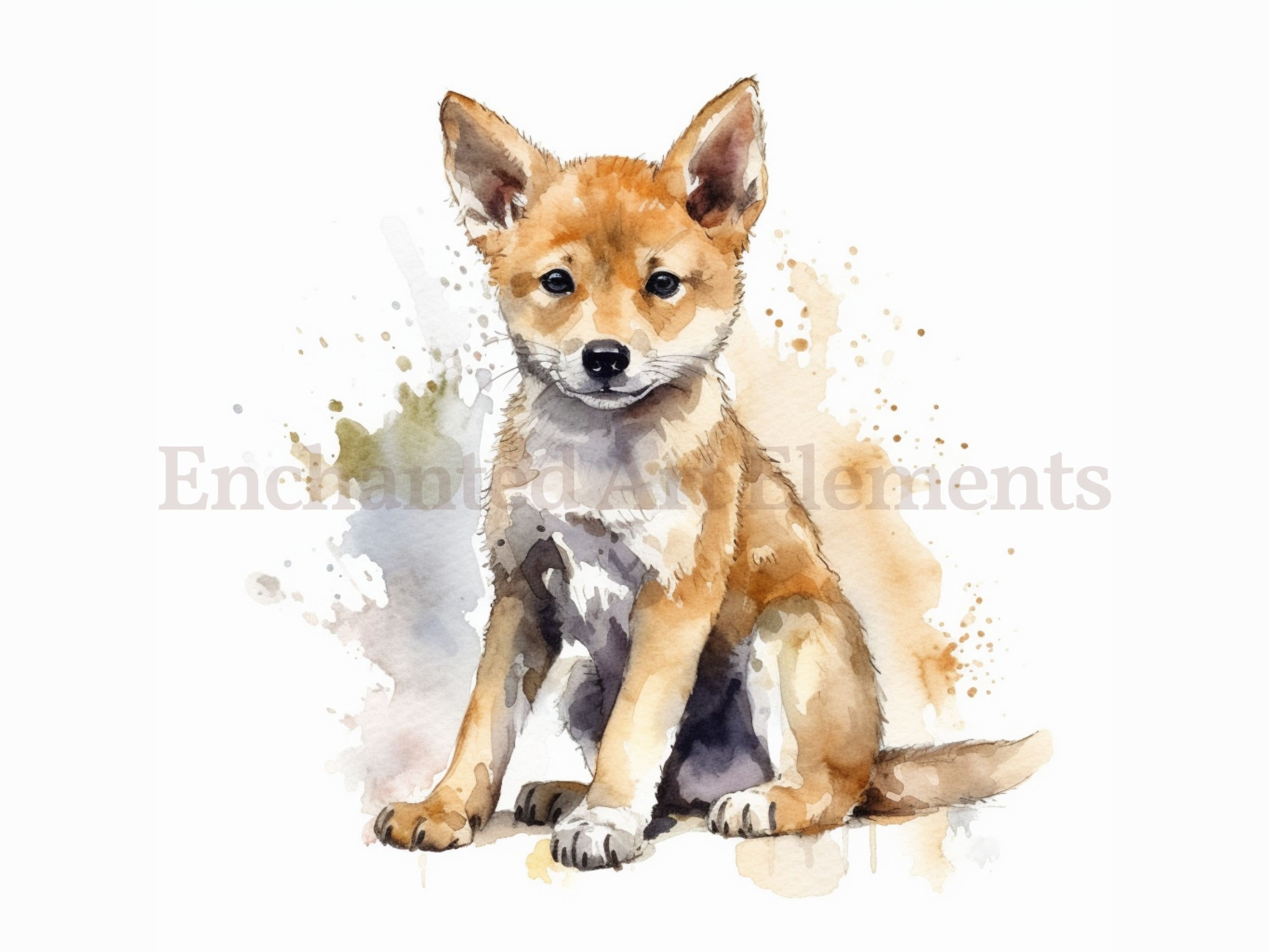 6 Watercolor Animated Baby Dingo Illustration Nursery Art - Etsy