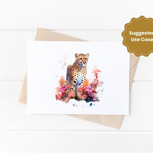 Cheetah Clipart Bundle Commercial Use Watercolor Cheetah in Field of ...