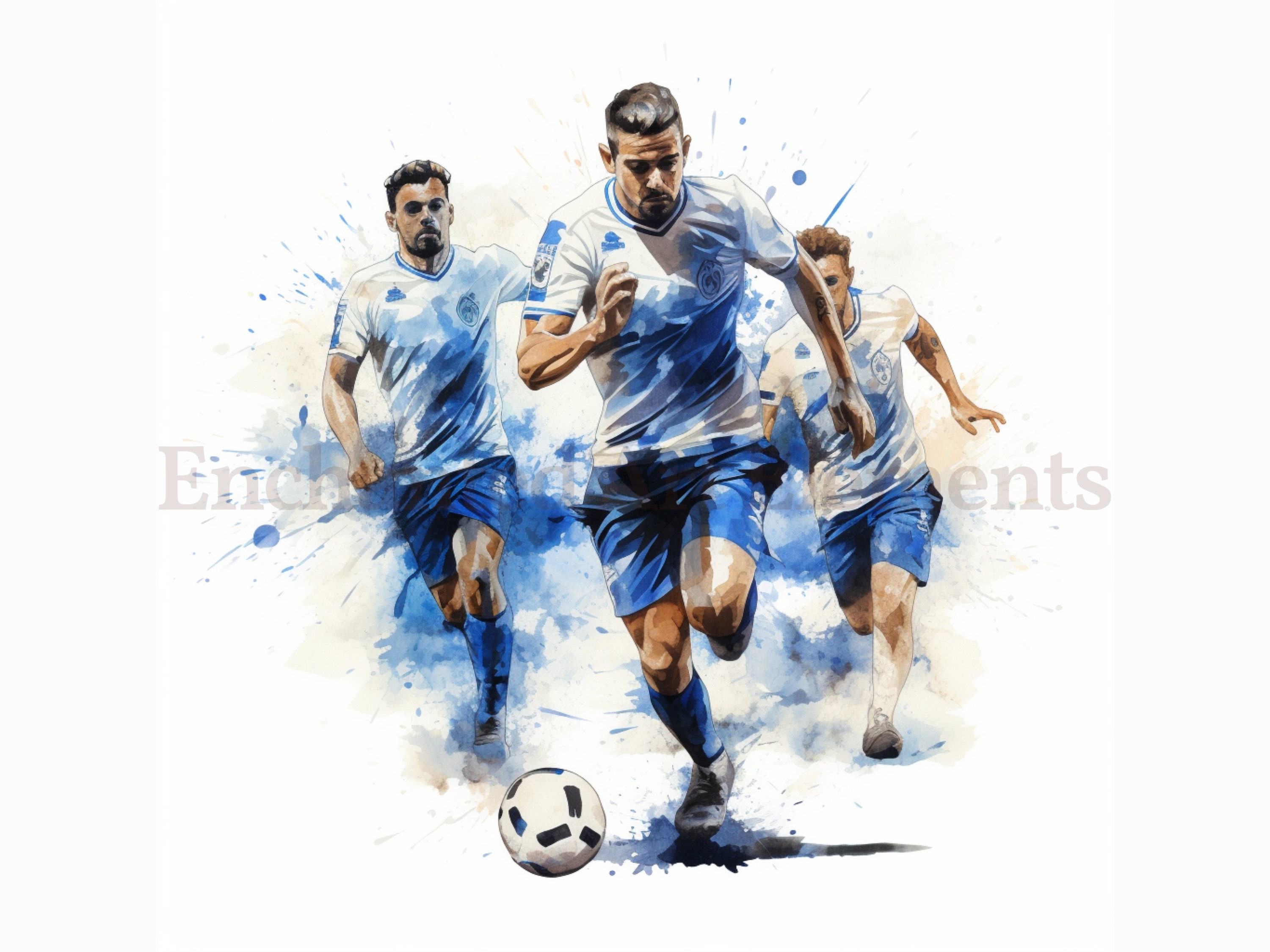 Watercolor Soccer Clipart Bundle: Sports Digital Art (commercial Use ...