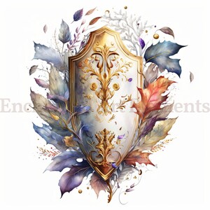 Enchanted Shield Clipart Watercolor Commercial Use Digital Design ...