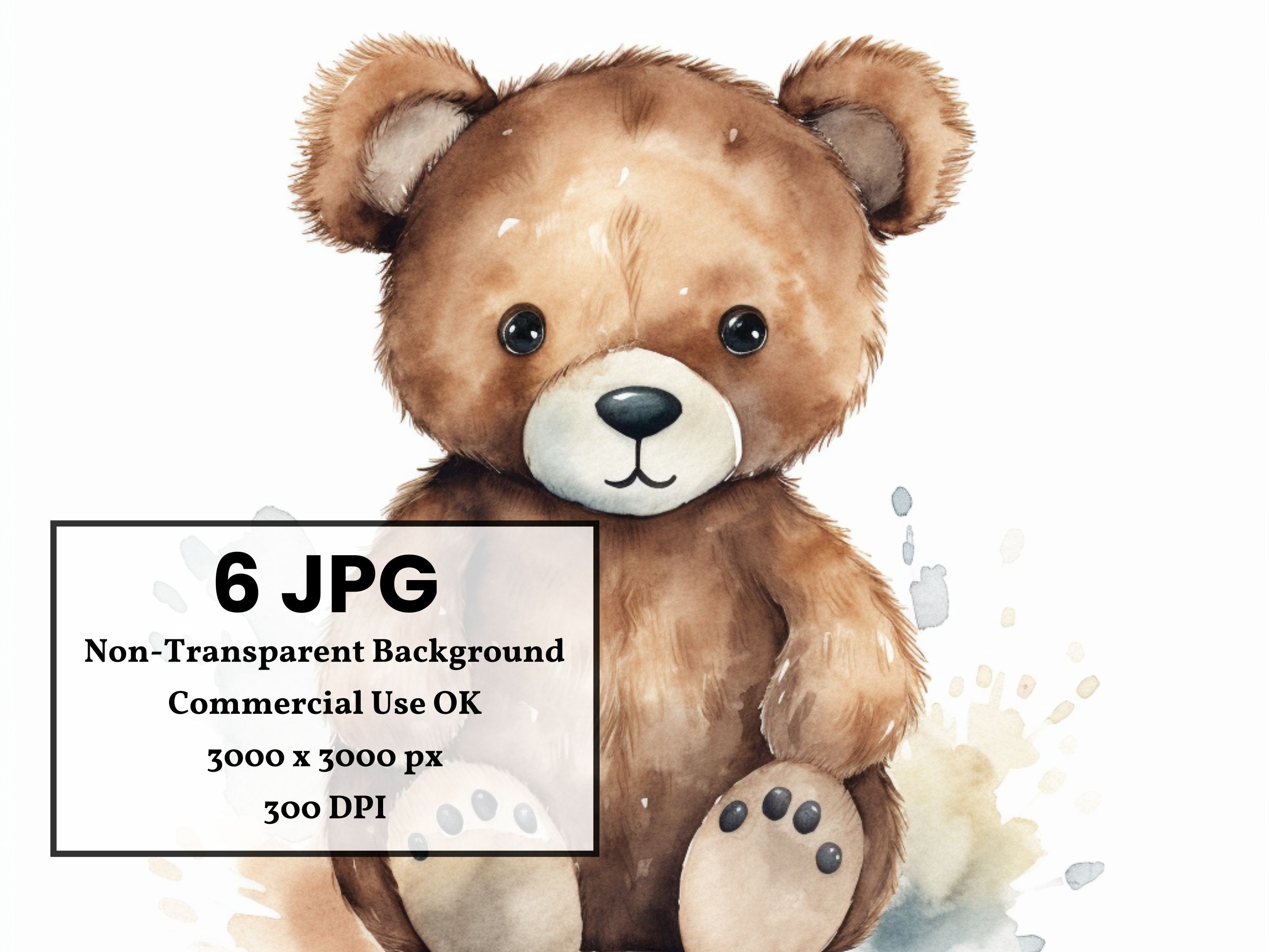 6 Watercolor Baby Bear Illustration Nursery Art Commercial Use - Etsy