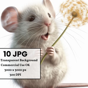 Cute Mouse and Dandelion Watercolor Illustration Cheeky Mouse and ...