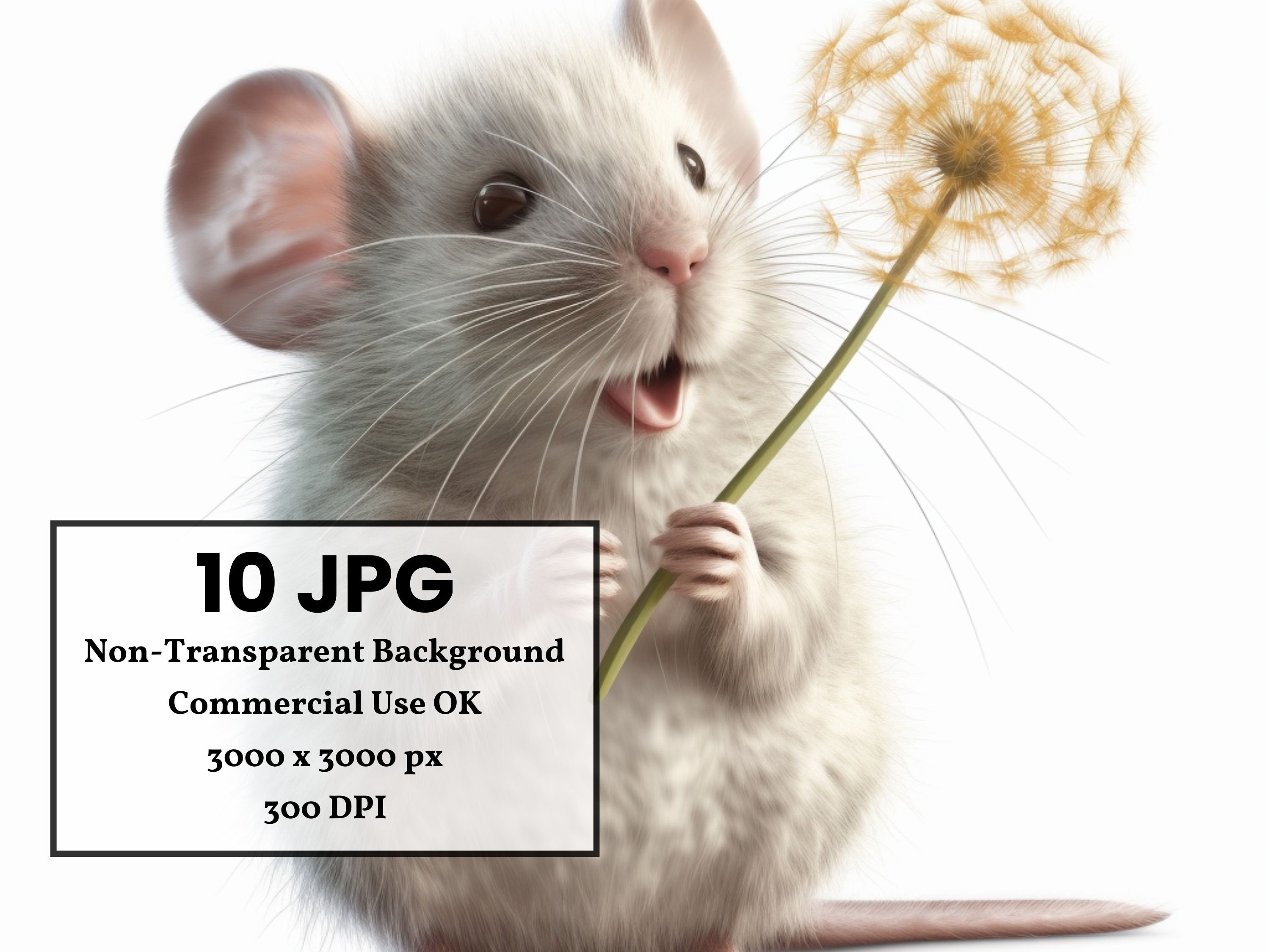 Cute Mouse and Dandelion Watercolor Illustration Cheeky Mouse - Etsy