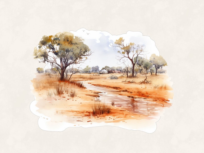 Australian Outback Clipart Landscape Watercolor Illustration - Etsy