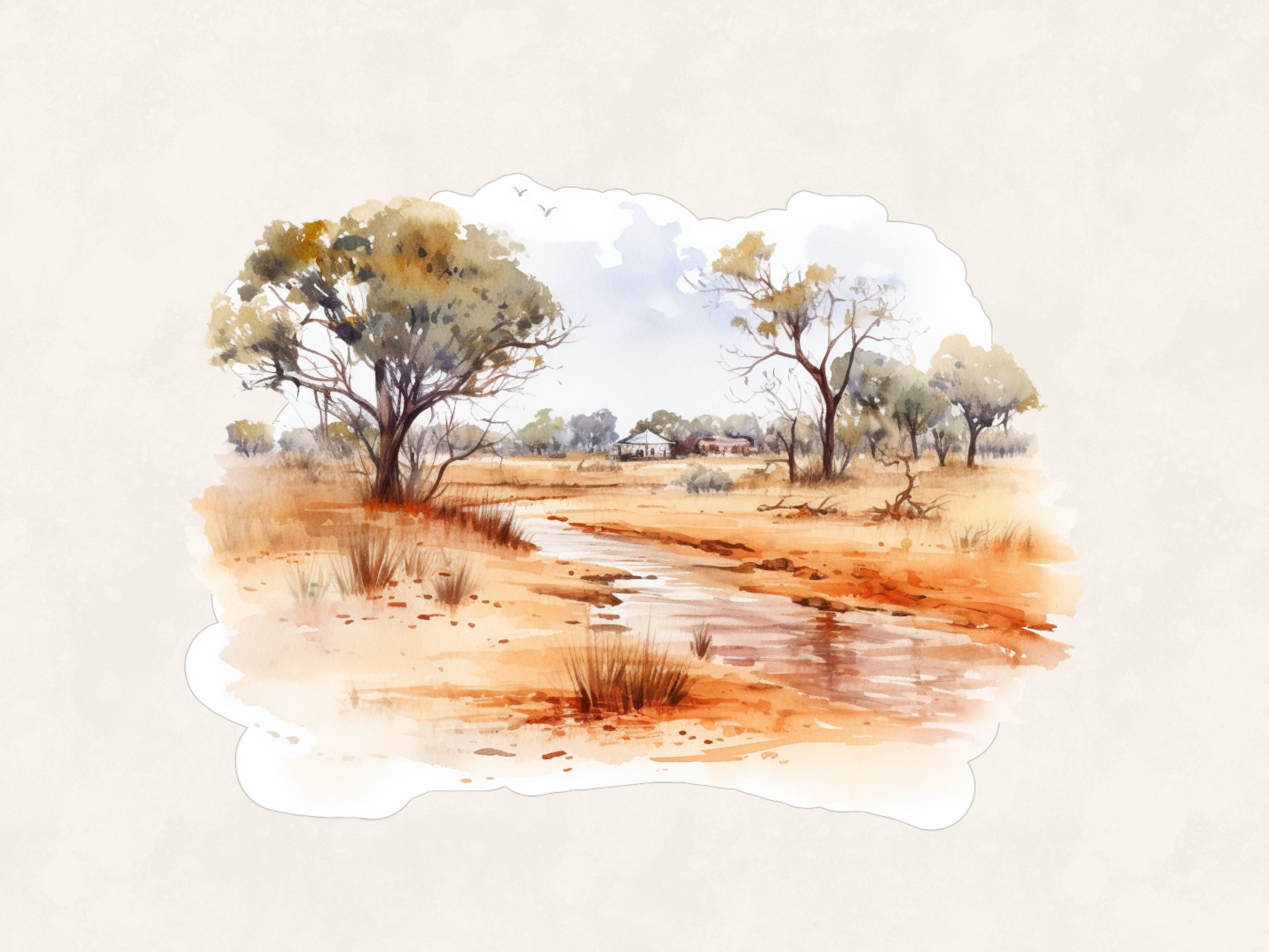 Australian Outback Clipart Landscape Watercolor Illustration - Etsy