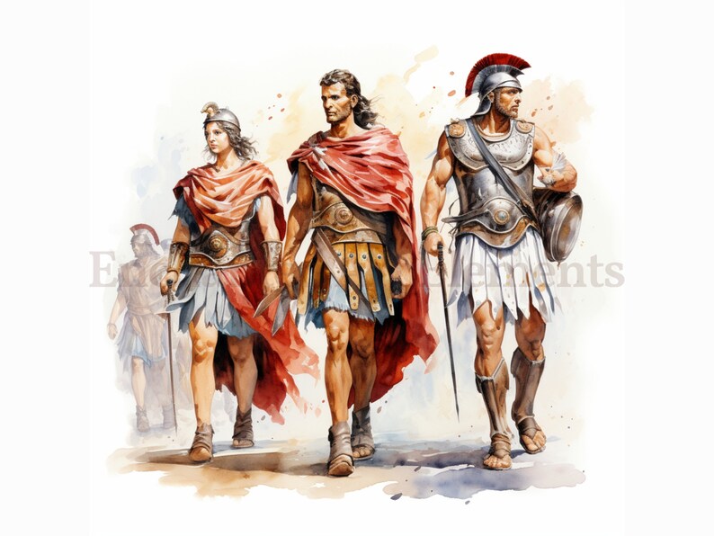 Roman Clipart Watercolor Commercial Use Digital Design Bundle for POD ...