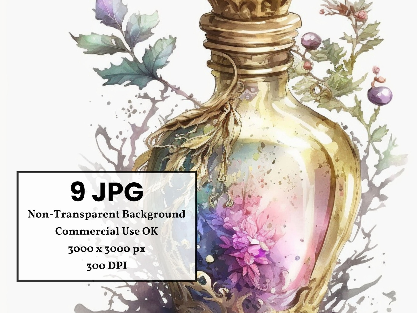 Enchanted Potion Print Art Commercial Use Watercolor Magic - Etsy