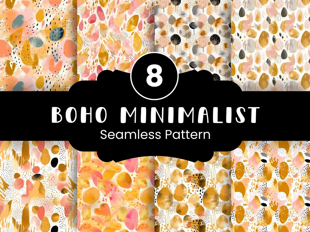 Boho Minimalist Printable Paper for Commercial Use Watercolor Gold Boho ...