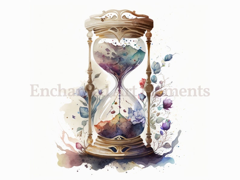 Magic Hourglass Clipart, Commercial Use, Watercolor Enchanted Hourglass ...
